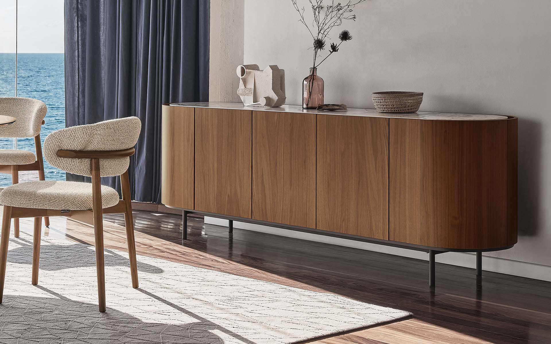 Calligaris lake Ceramic-Top Sideboard 3 Compartments • 5 Doors Soft ...
