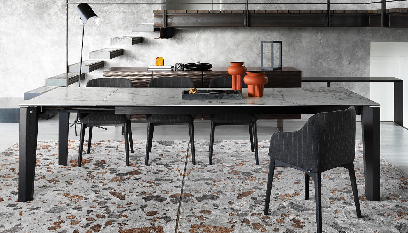 Alpha: Table with extendable rectangular ceramic top and Alpha: Table with extendable rectangular ceramic top and